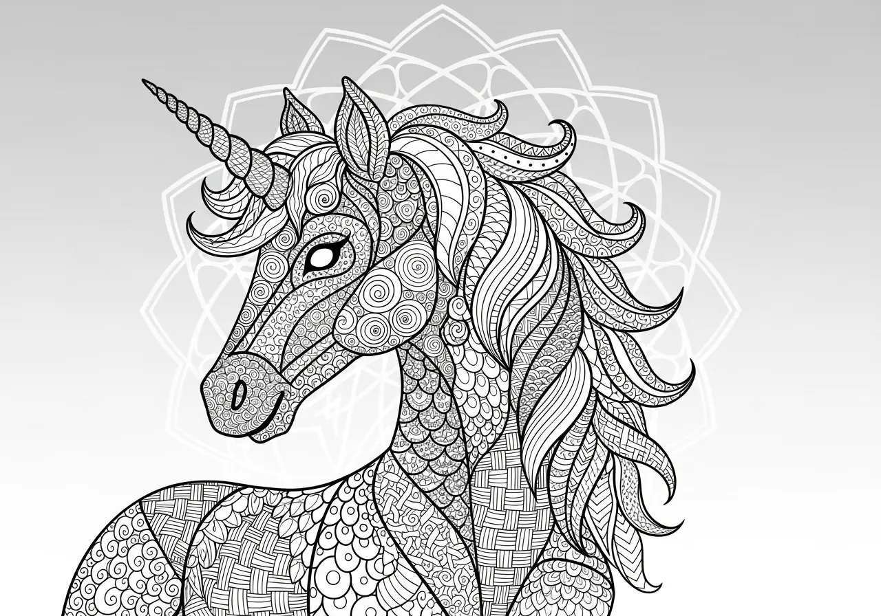 Zentangle Unicorn Coloring Pages (Free PDF Printables) - Ink Unicorn