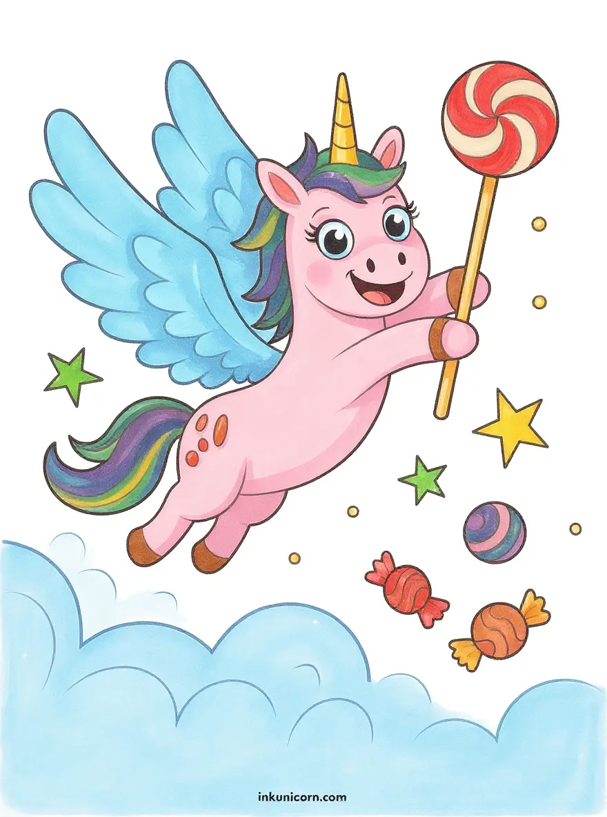 Flying Unicorn Coloring Pages (Free PDF Printables) - Ink Unicorn