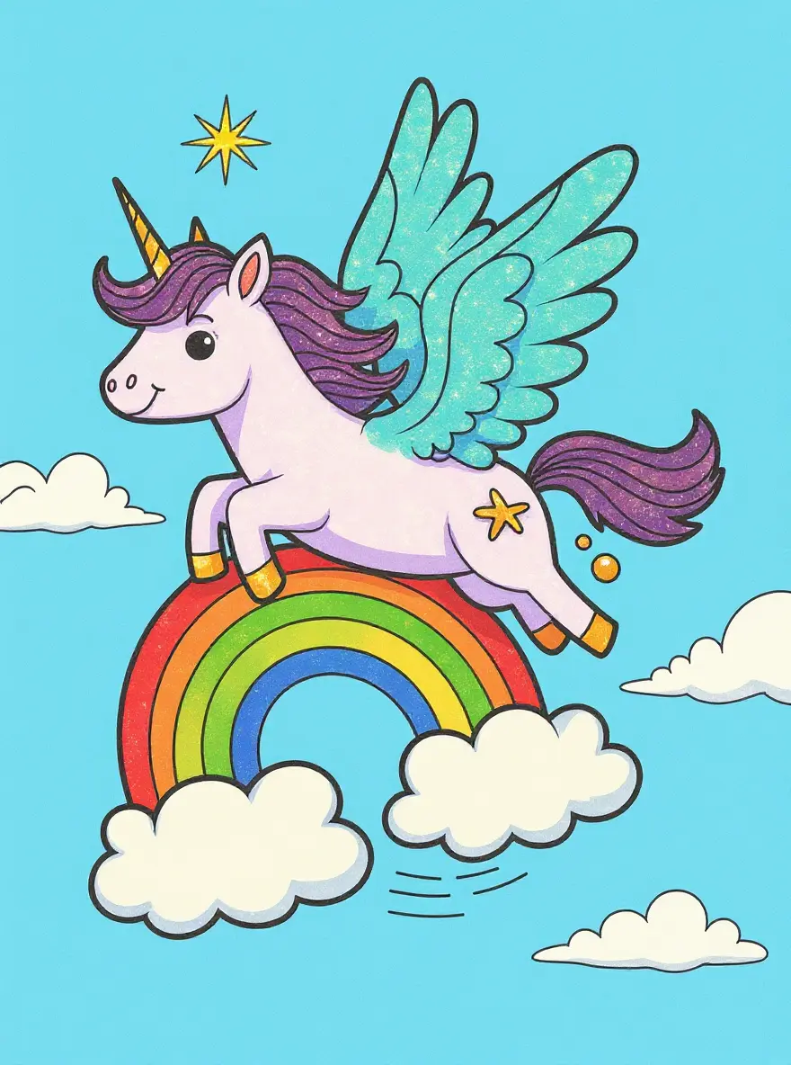 Flying Unicorn Coloring Pages (Free PDF Printables) - Ink Unicorn