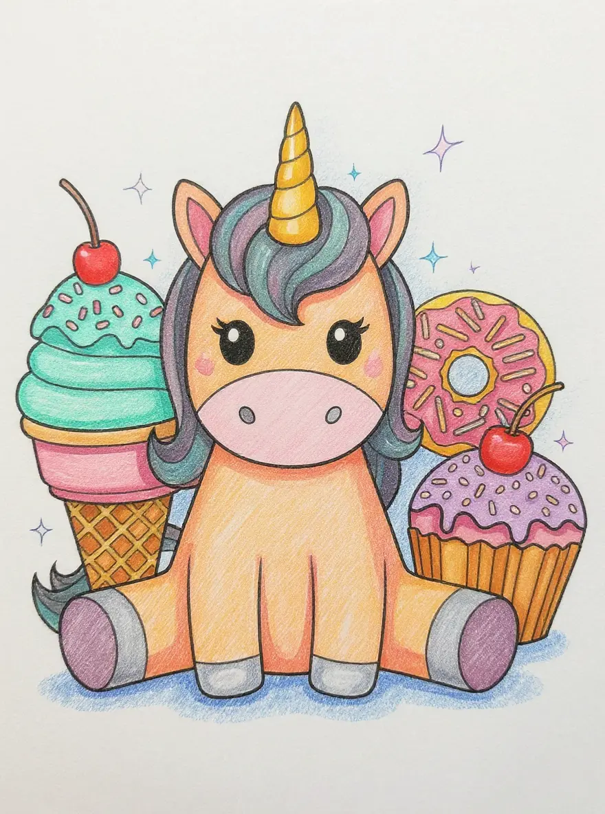Ice Cream Unicorn Coloring Pages (Free PDF Printables) - Ink Unicorn