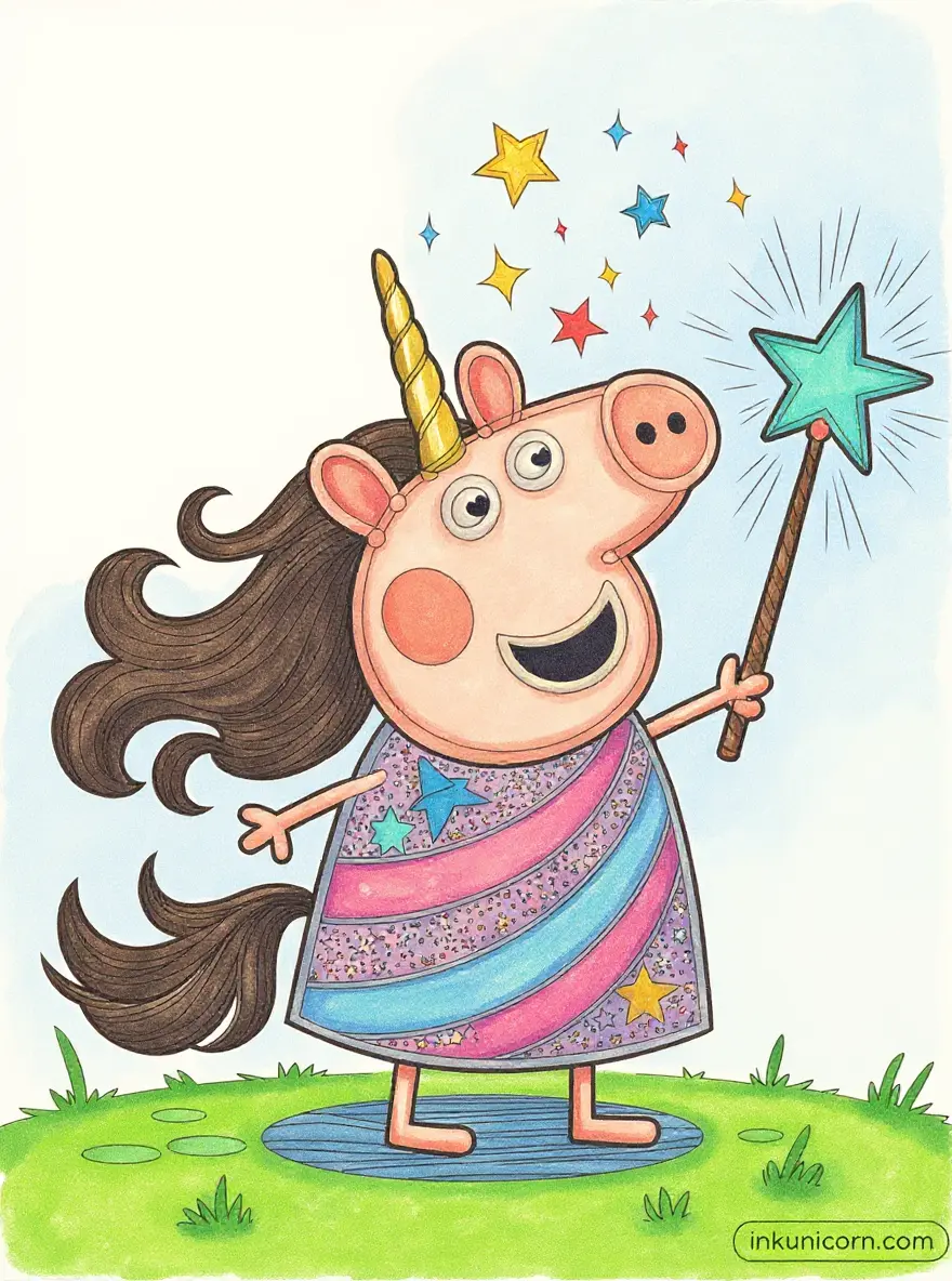 Peppa Pig Unicorn Coloring Pages (Free PDF Printables) - Ink Unicorn