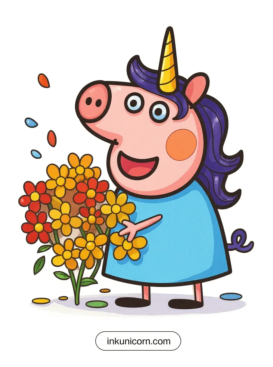 Peppa Pig Unicorn Coloring Pages (Free PDF Printables) - Ink Unicorn