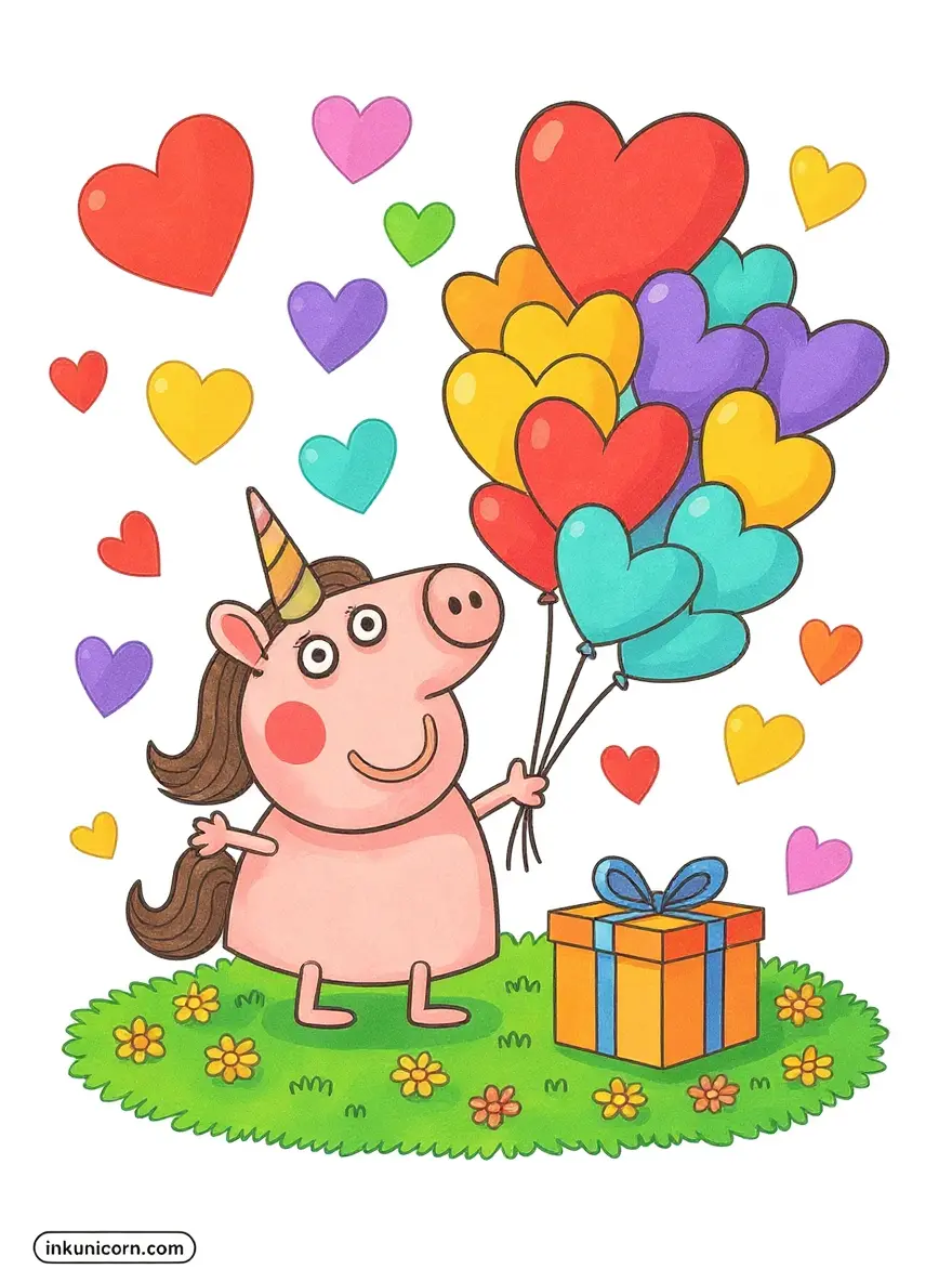 Peppa Pig Unicorn Coloring Pages (Free PDF Printables) - Ink Unicorn