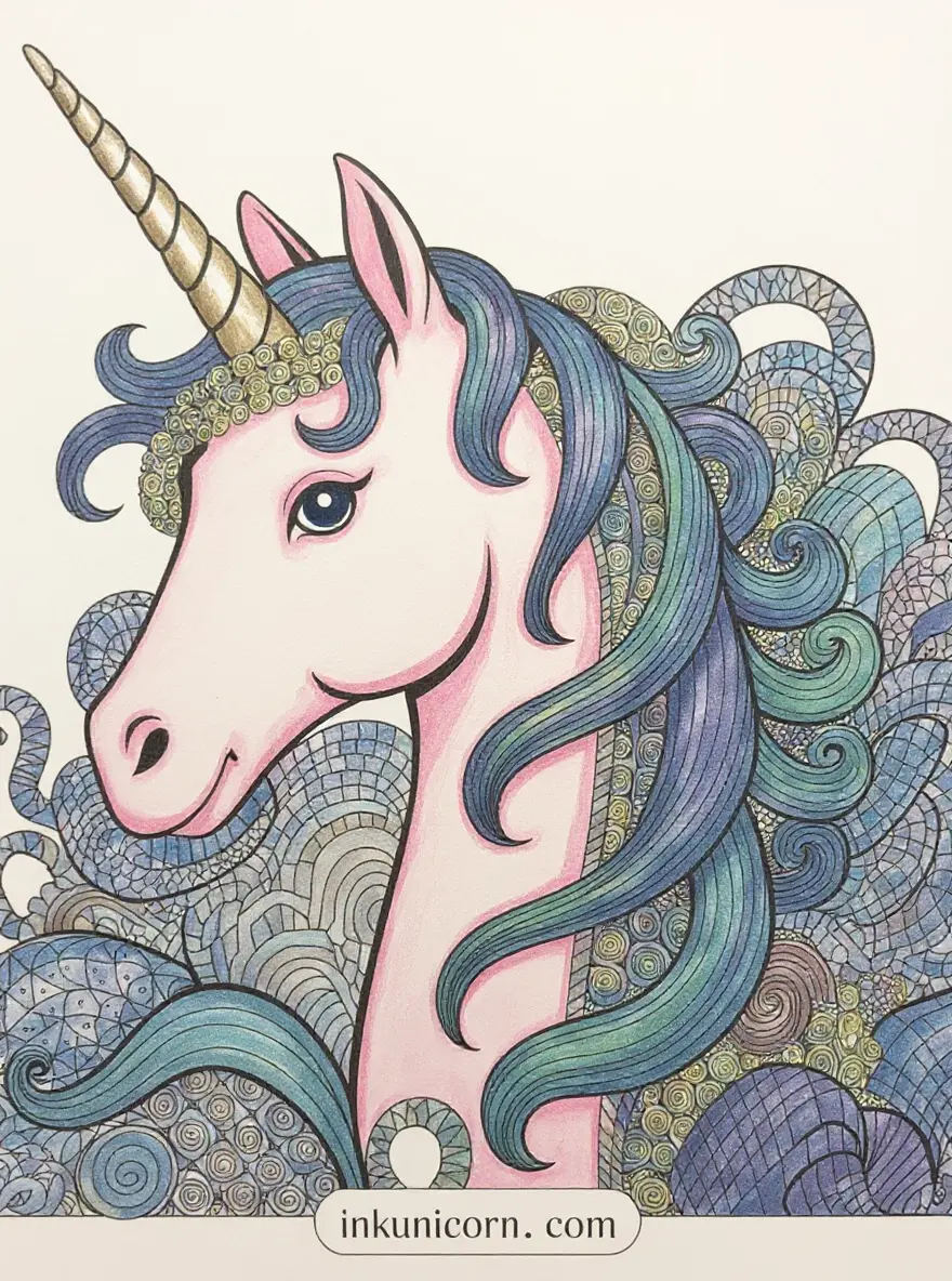 Zentangle Unicorn Coloring Pages (Free PDF Printables) - Ink Unicorn