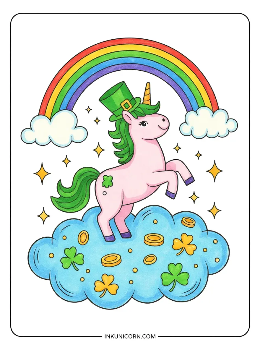 Cloud Unicorn Coloring Pages (Free PDF Printables) - Ink Unicorn
