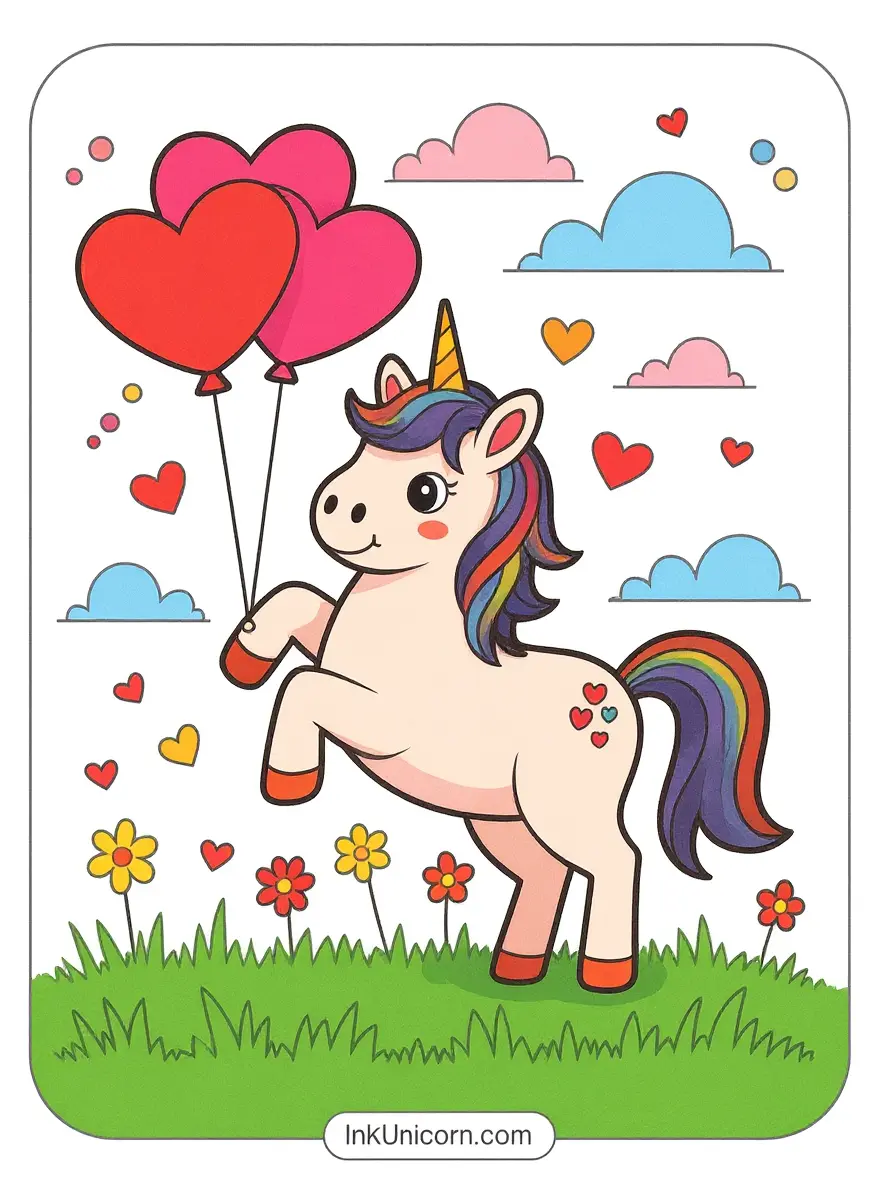 Valentines Days Unicorn Coloring Pages (Free PDF Printables) - Ink Unicorn