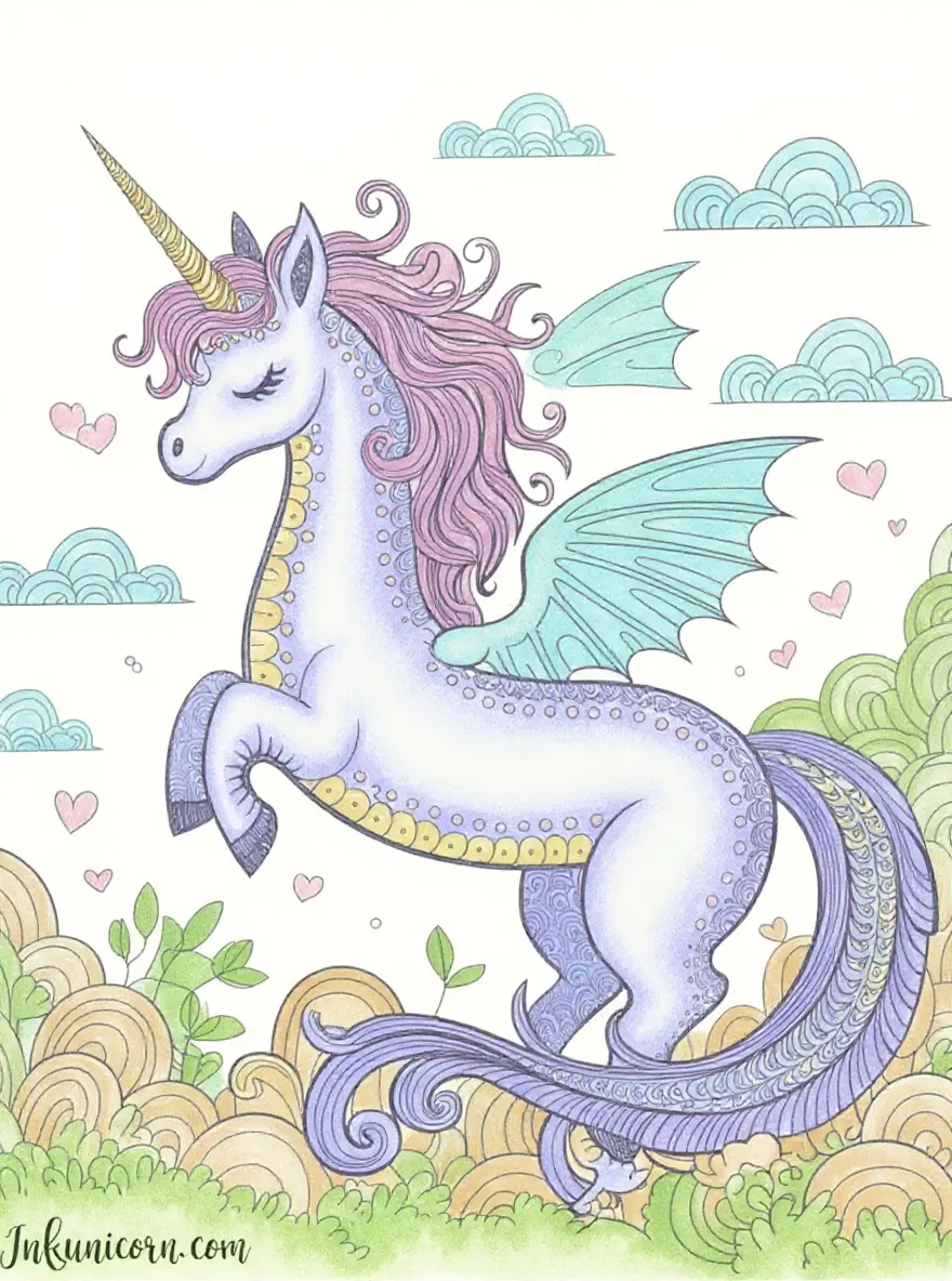 Dragon Unicorn Coloring Pages (Free PDF Printables) - Ink Unicorn
