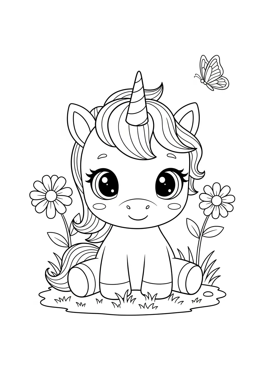Kawaii Unicorn Coloring Pages (Free PDF Printables) - Ink Unicorn