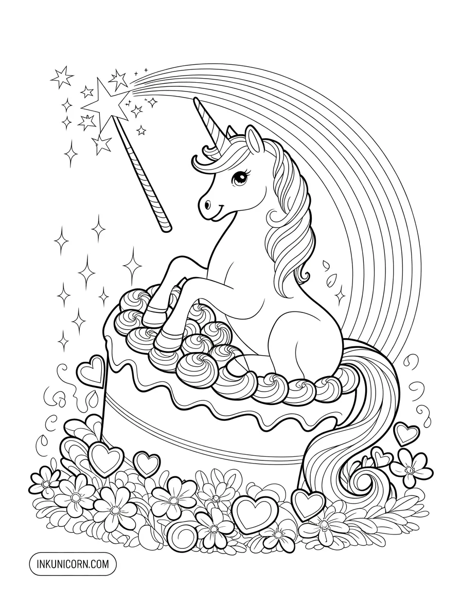 Cake Unicorn Coloring Pages (Free PDF Printables) - Ink Unicorn