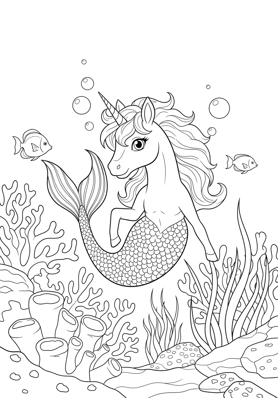 Mermaid Unicorn Coloring Pages (Free PDF Printables) - Ink Unicorn