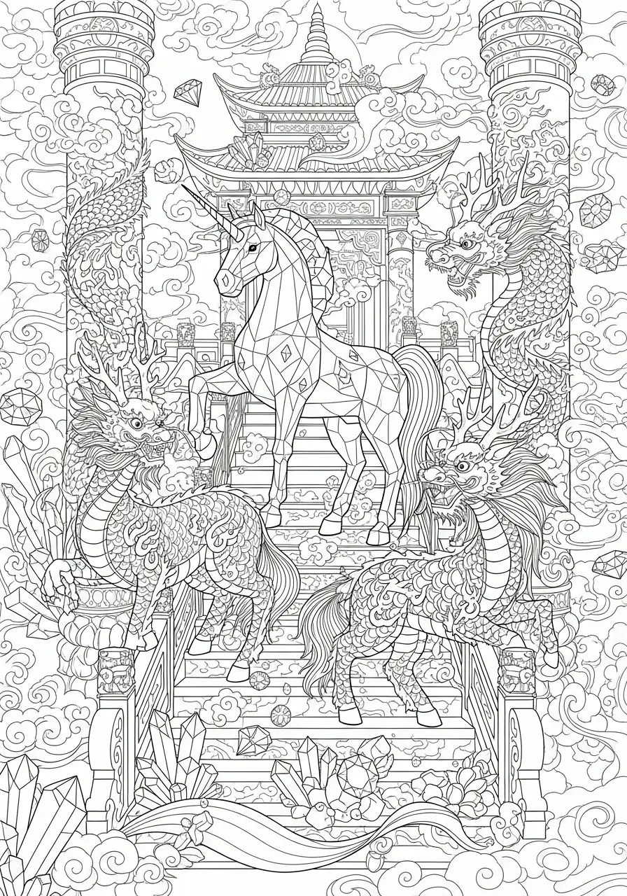 Qilin Unicorn Coloring Pages (Free PDF Printables) - Ink Unicorn