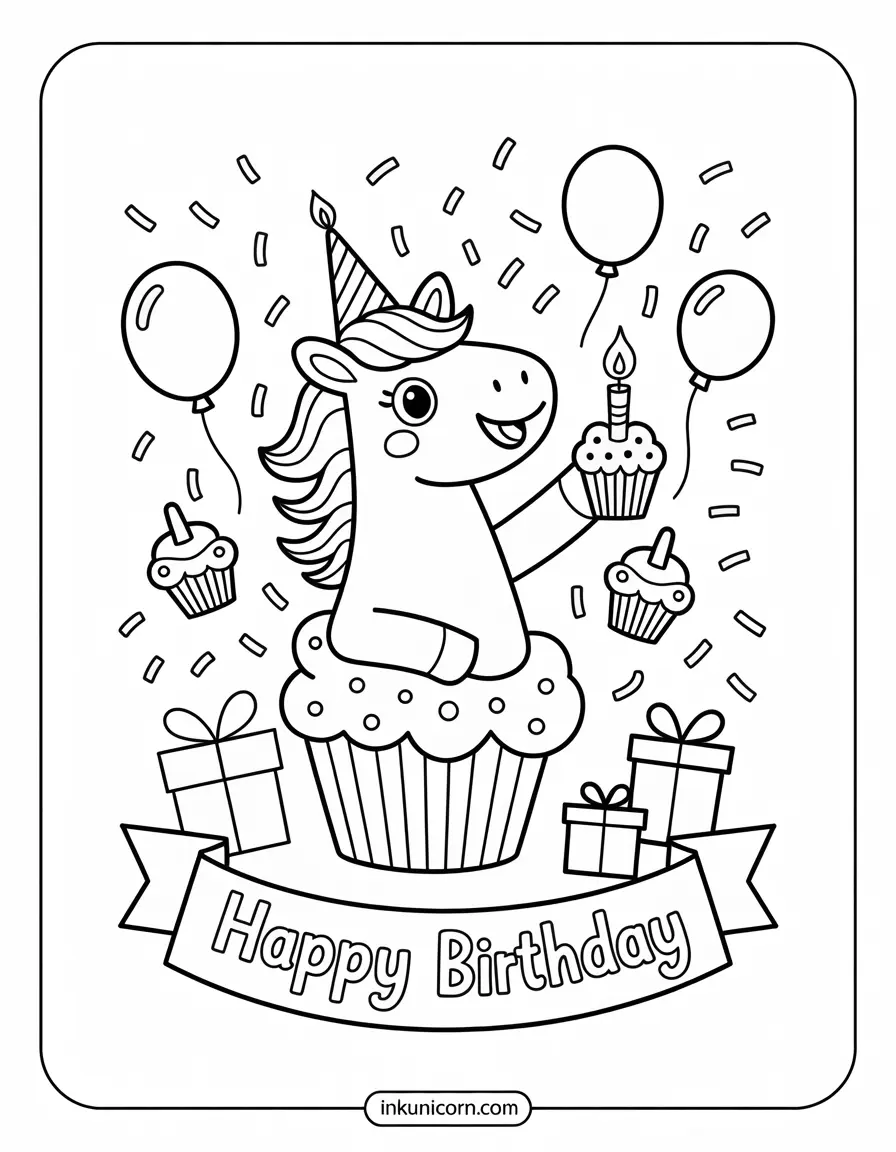 Cupcake Unicorn Coloring Pages (Free PDF Printables) - Ink Unicorn