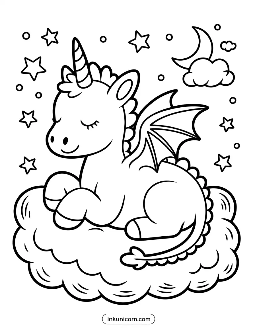 Dragon Unicorn Coloring Pages (Free PDF Printables) - Ink Unicorn