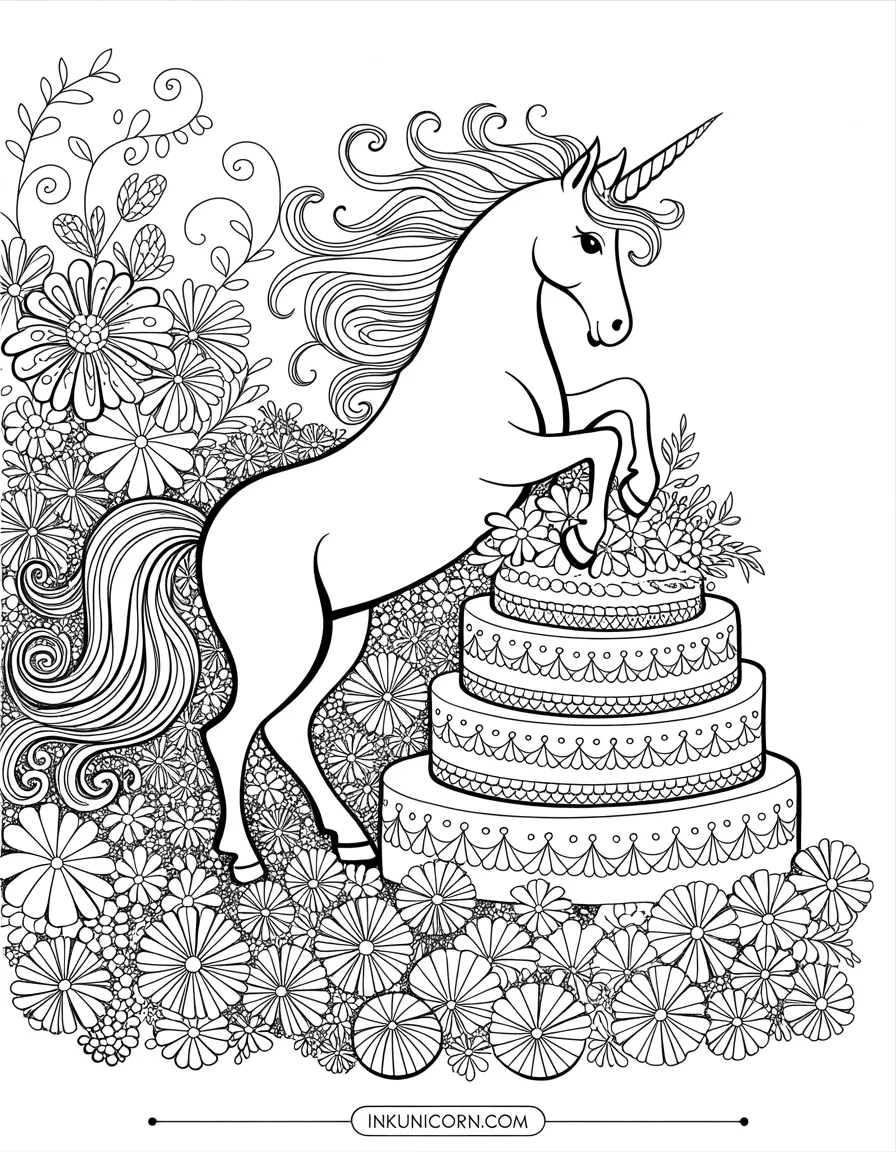 Cake Unicorn Coloring Pages (Free PDF Printables) - Ink Unicorn