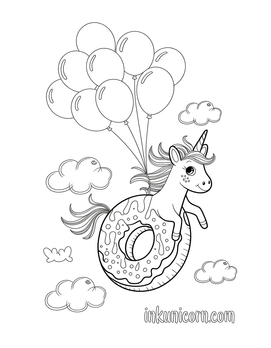 Donut Unicorn Coloring Pages (Free PDF Printables) - Ink Unicorn