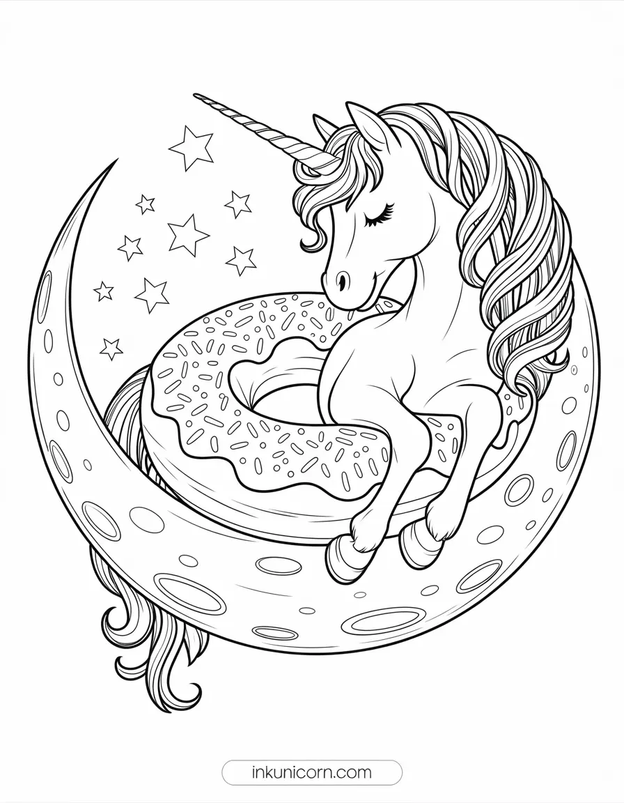 Donut Unicorn Coloring Pages (Free PDF Printables) - Ink Unicorn