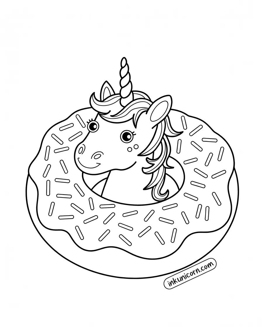Donut Unicorn Coloring Pages (Free PDF Printables) - Ink Unicorn