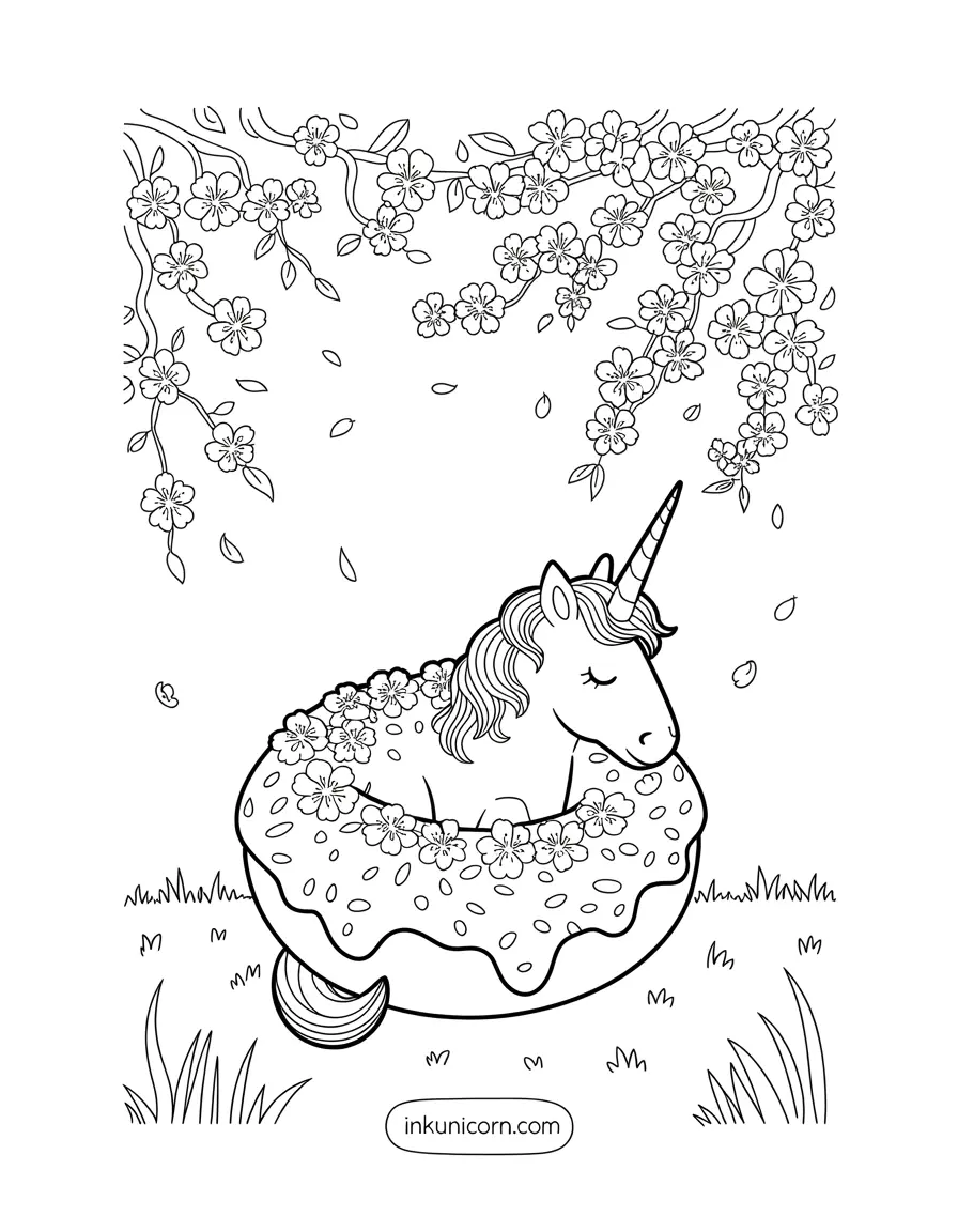Donut Unicorn Coloring Pages (Free PDF Printables) - Ink Unicorn
