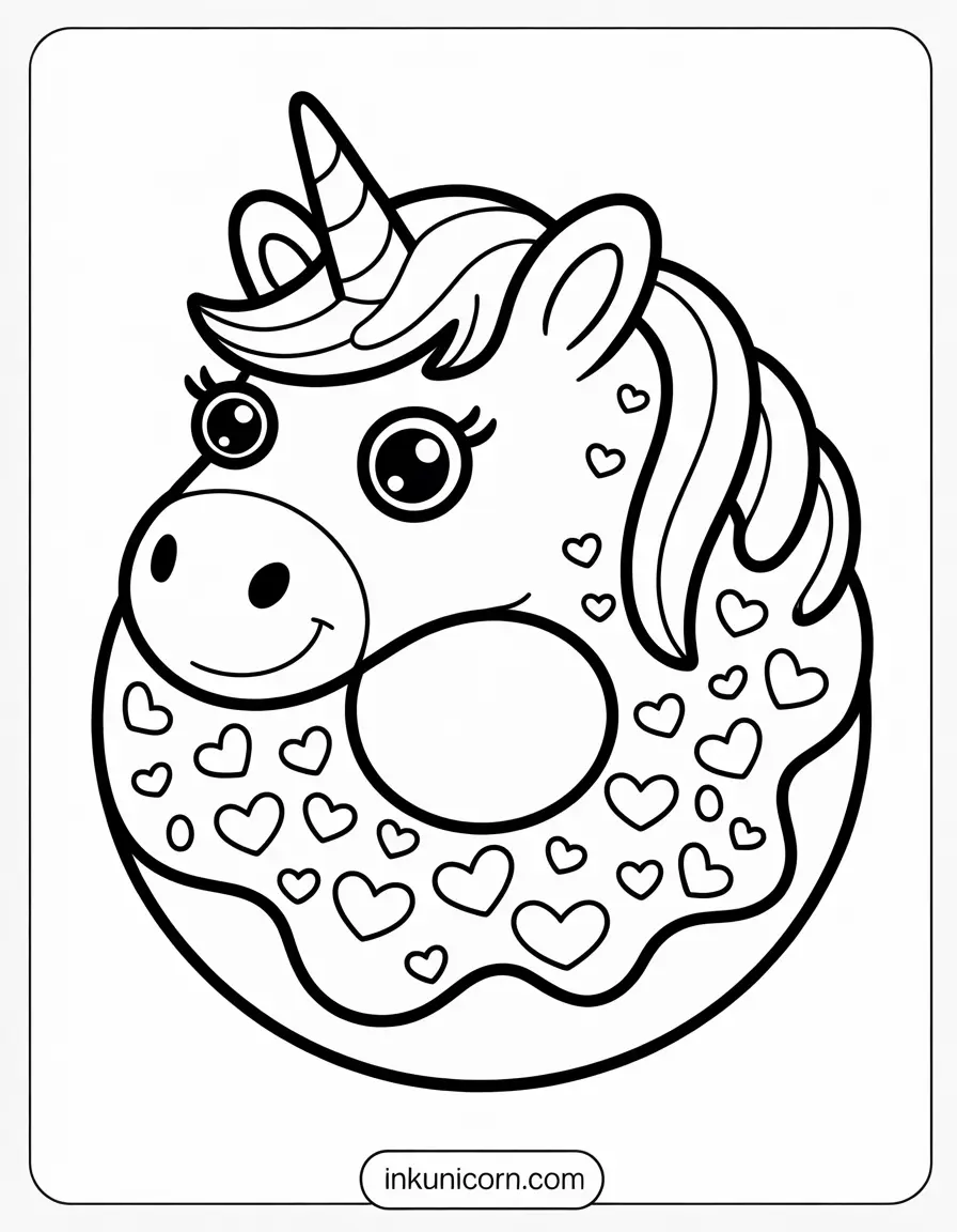 Donut Unicorn Coloring Pages (Free PDF Printables) - Ink Unicorn