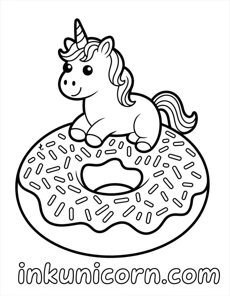 Donut Unicorn Coloring Pages (Free PDF Printables) - Ink Unicorn