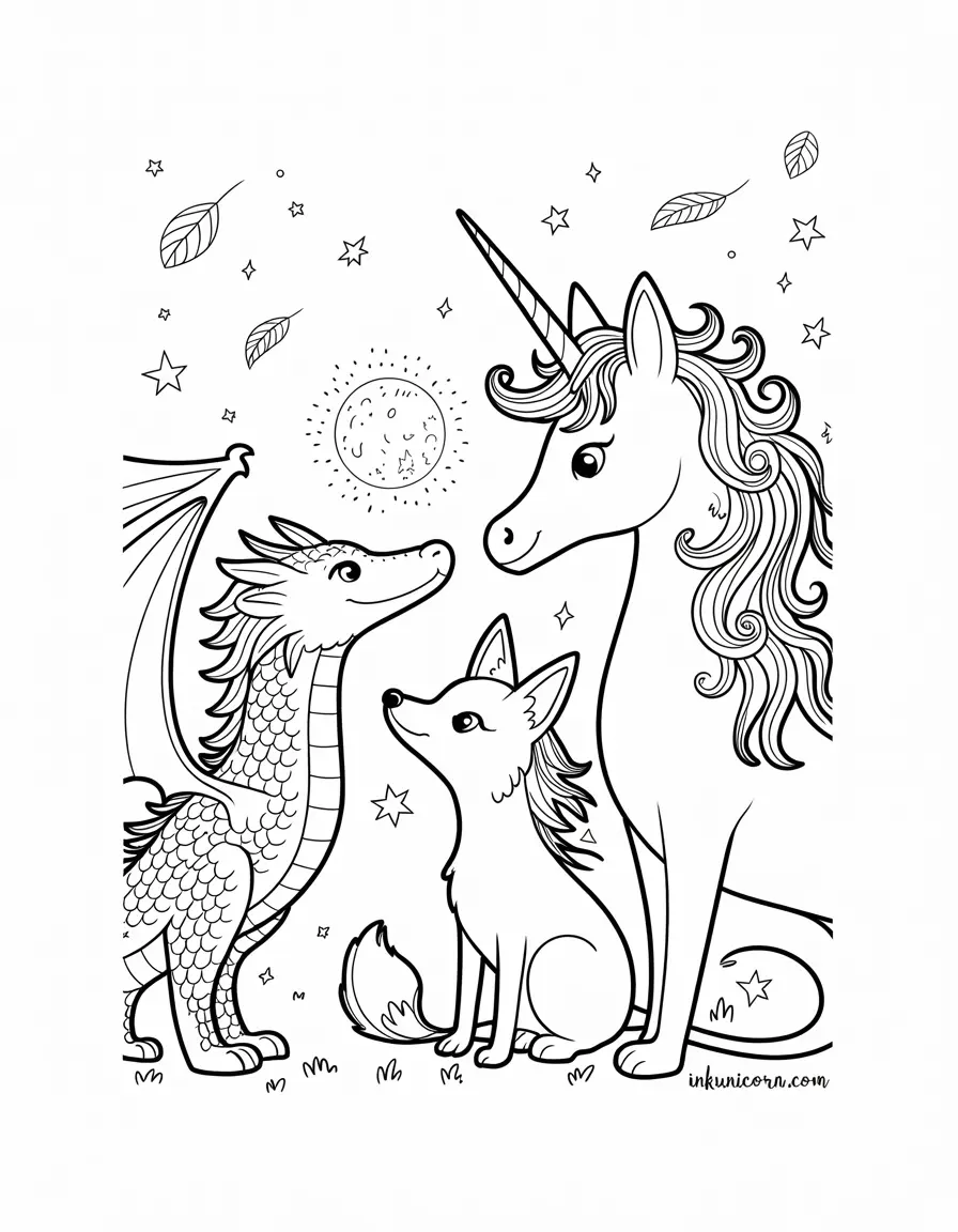 Dragon Unicorn Coloring Pages (Free PDF Printables) - Ink Unicorn