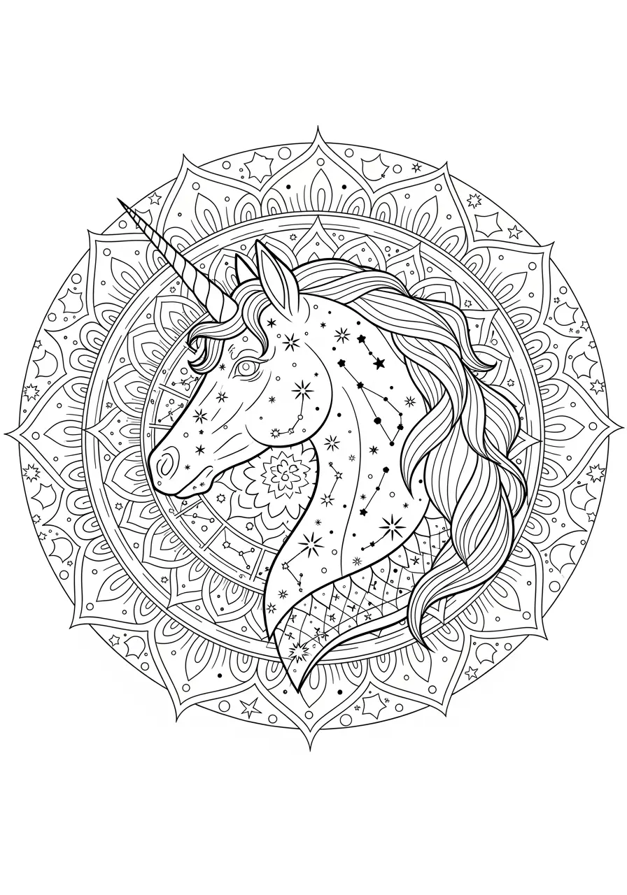 Mandala Unicorn Coloring Pages (Free PDF Printables) - Ink Unicorn