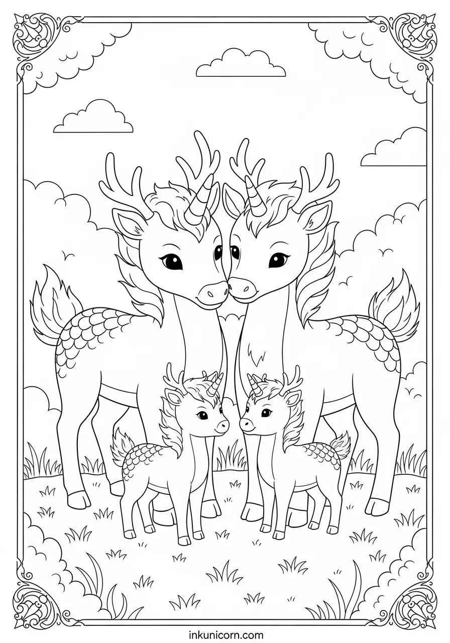 Qilin Unicorn Coloring Pages (Free PDF Printables) - Ink Unicorn