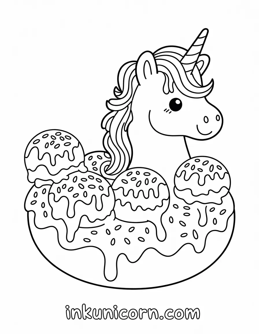 Donut Unicorn Coloring Pages (Free PDF Printables) - Ink Unicorn