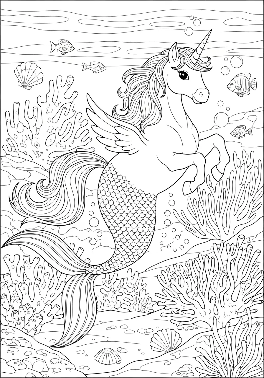 Mermaid Unicorn Coloring Pages (Free PDF Printables) - Ink Unicorn