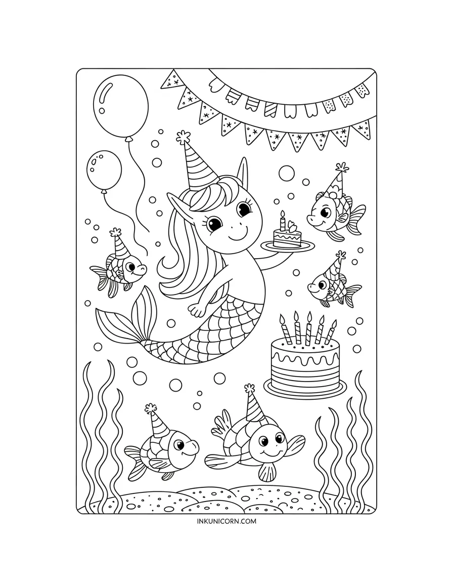 Mermaid Unicorn Coloring Pages (Free PDF Printables) - Ink Unicorn