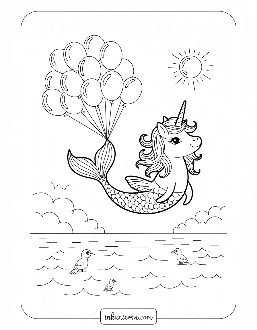 Mermaid Unicorn Coloring Pages (Free PDF Printables) - Ink Unicorn