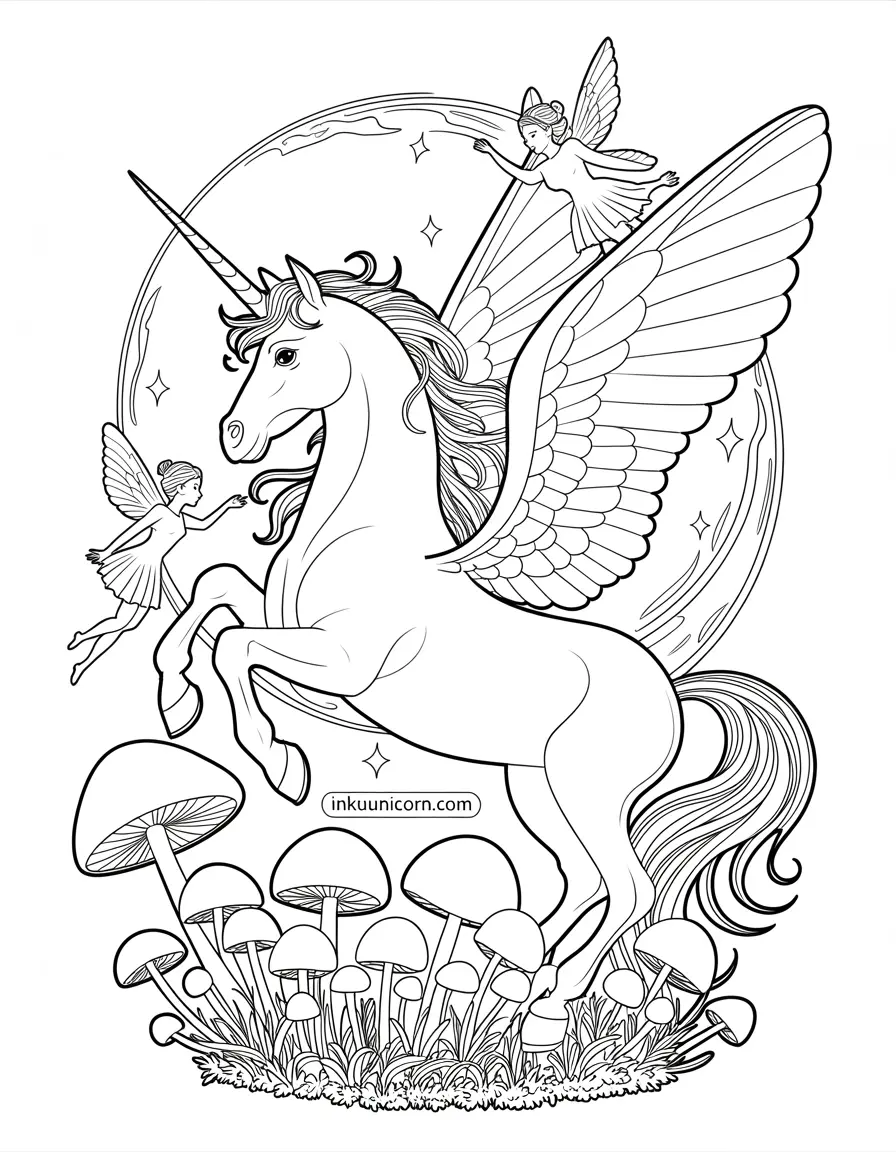 Pegasus Unicorn Coloring Pages (Free PDF Printables) - Ink Unicorn