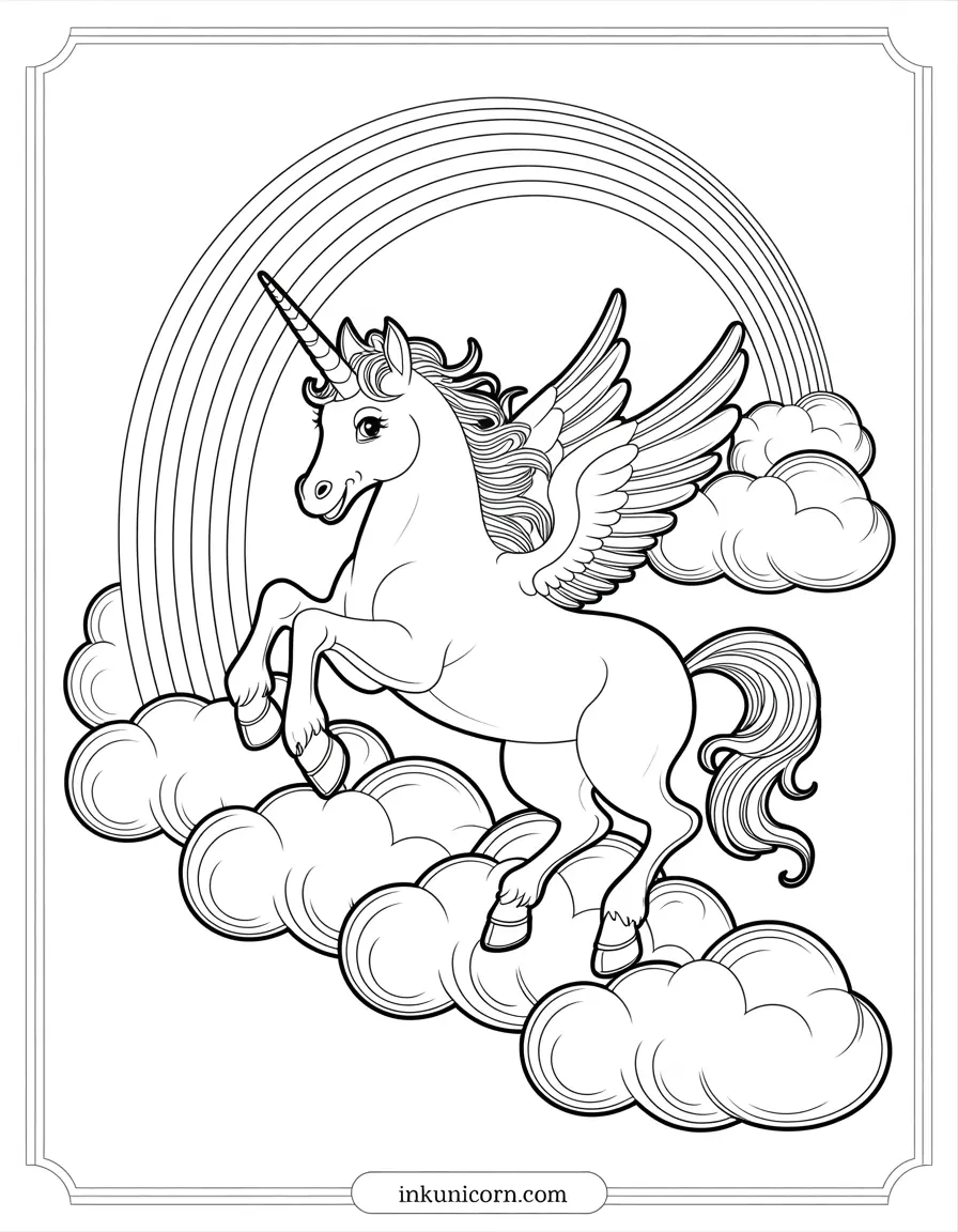 Pegasus Unicorn Coloring Pages (Free PDF Printables) - Ink Unicorn