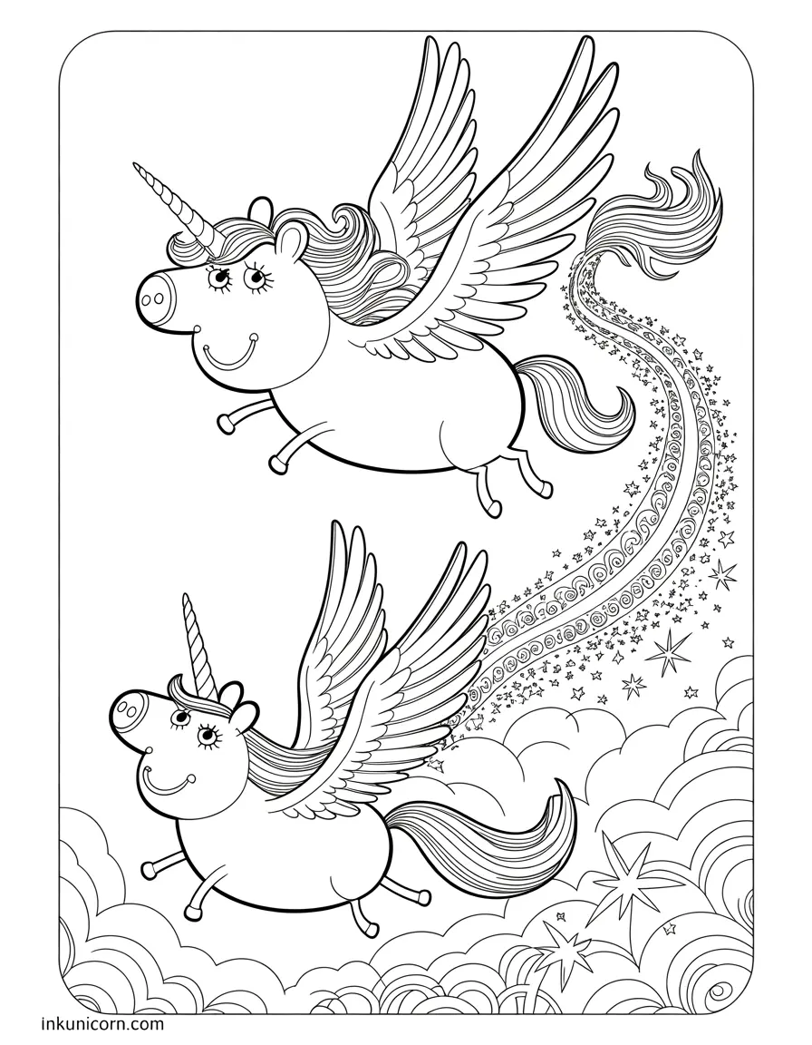 Peppa Pig Unicorn Coloring Pages (Free PDF Printables) - Ink Unicorn