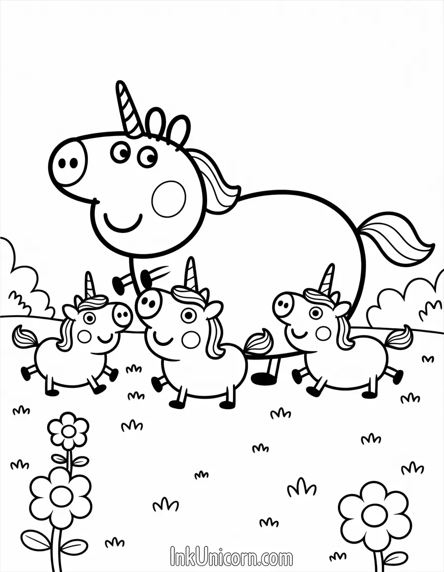 Peppa Pig Unicorn Coloring Pages (Free PDF Printables) - Ink Unicorn