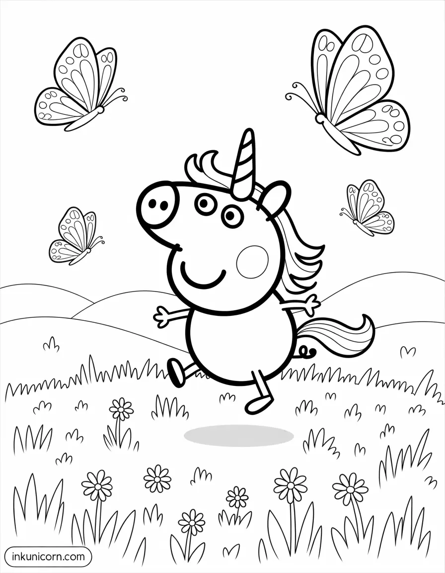 Peppa Pig Unicorn Coloring Pages (Free PDF Printables) - Ink Unicorn