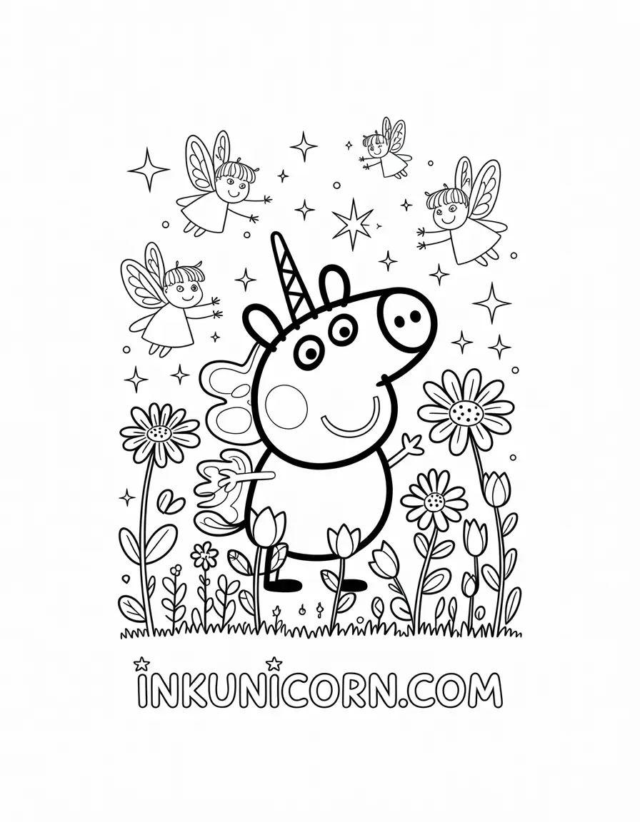 Peppa Pig Unicorn Coloring Pages (Free PDF Printables) - Ink Unicorn