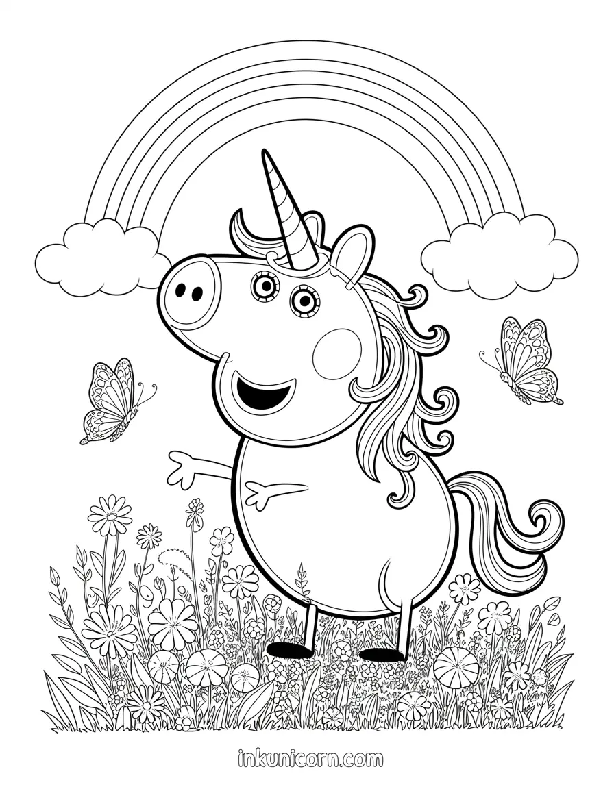 Peppa Pig Unicorn Coloring Pages (Free PDF Printables) - Ink Unicorn