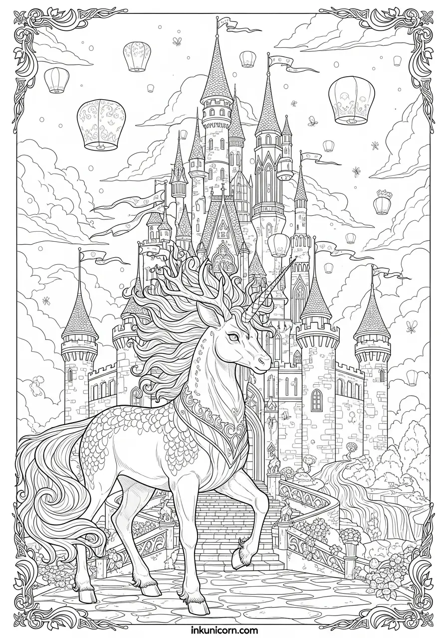 Qilin Unicorn Coloring Pages (Free PDF Printables) - Ink Unicorn