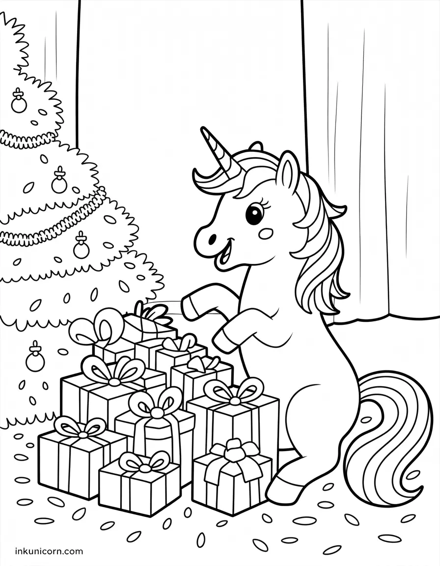 Christmas Unicorn Coloring Pages (Free PDF Printables) - Ink Unicorn