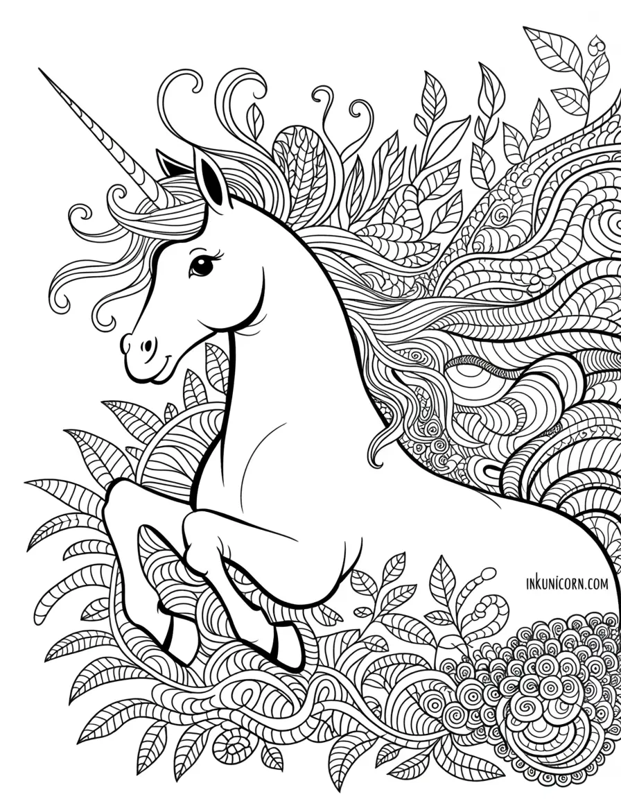 Zentangle Unicorn Coloring Pages (Free PDF Printables) - Ink Unicorn