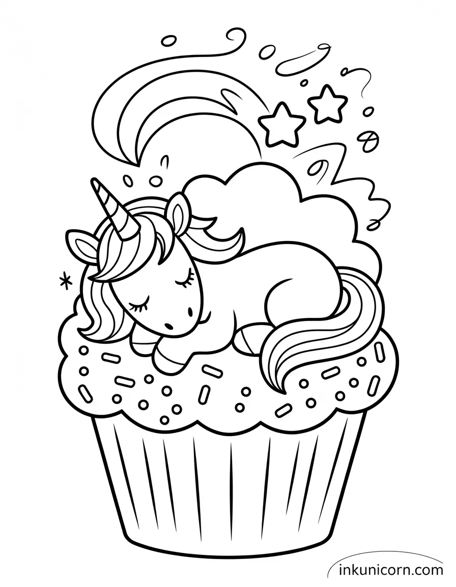 Cupcake Unicorn Coloring Pages (Free PDF Printables) - Ink Unicorn