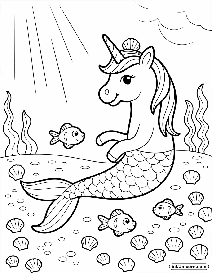 Mermaid Unicorn Coloring Pages (Free PDF Printables) - Ink Unicorn