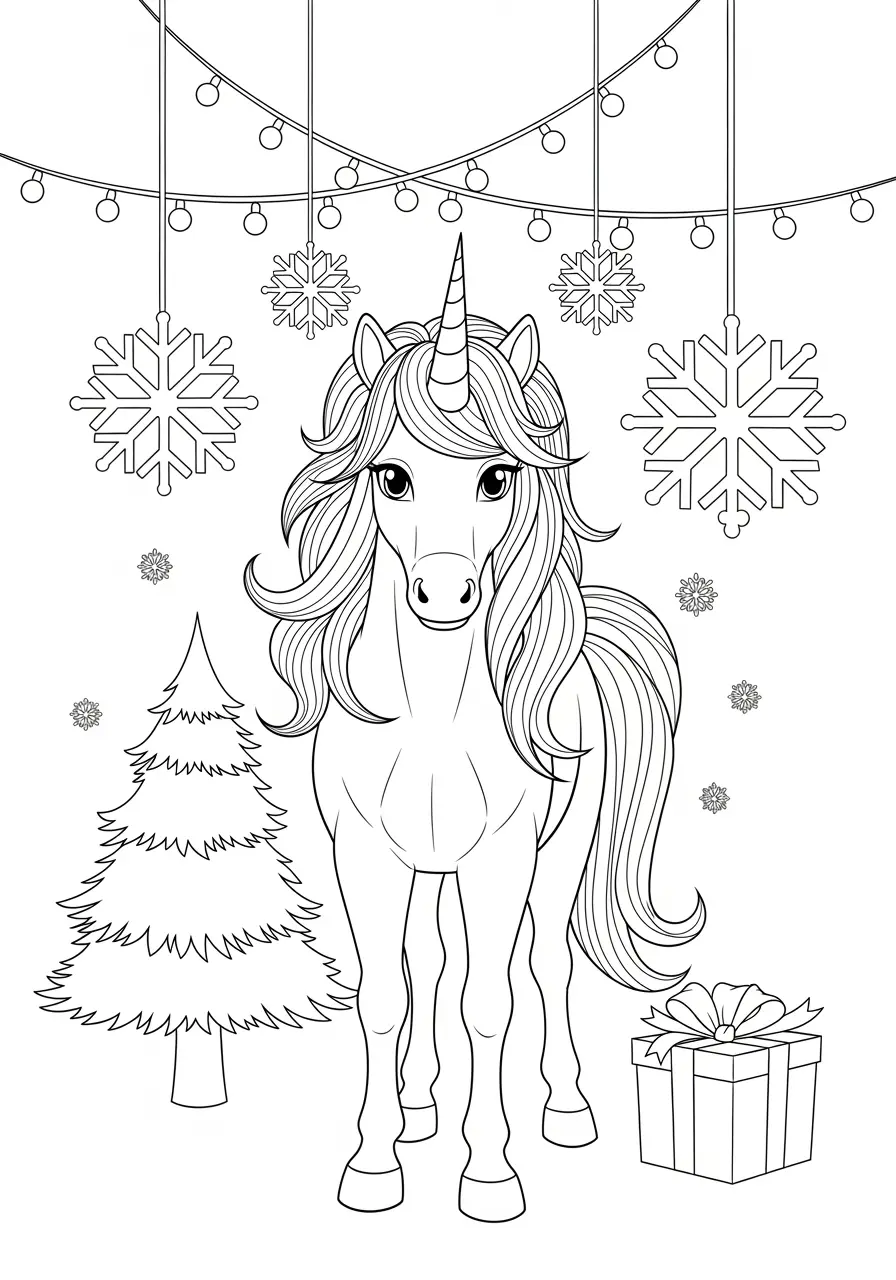 Christmas Unicorn Coloring Pages (Free PDF Printables) - Ink Unicorn