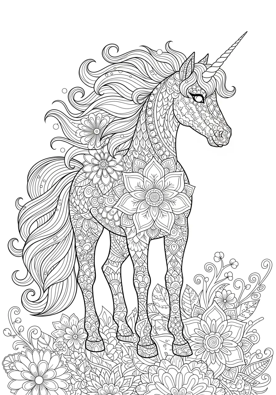 Zentangle Unicorn Coloring Pages (Free PDF Printables) - Ink Unicorn